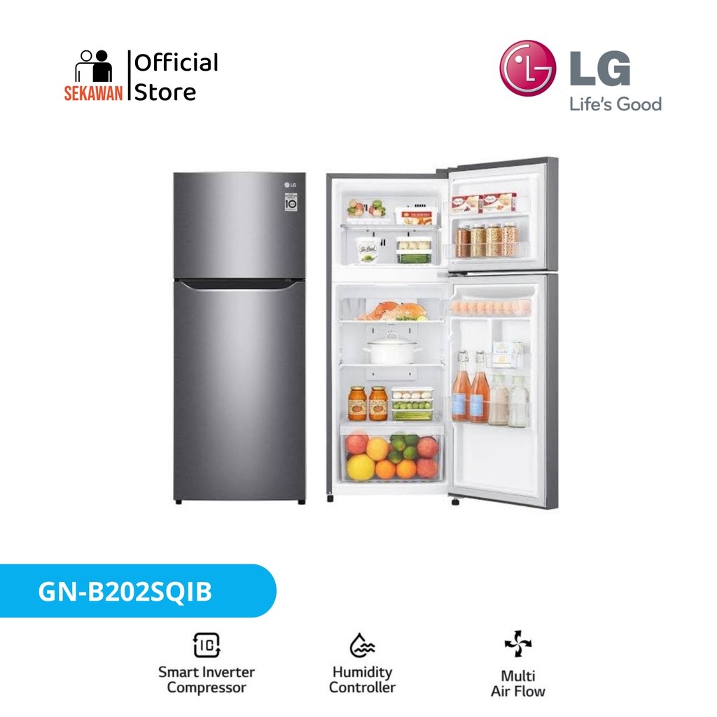 Jual LG Kulkas 2 Pintu GN-B202SQIB / GN B 202 SQIF (Black) - INVERTER ...