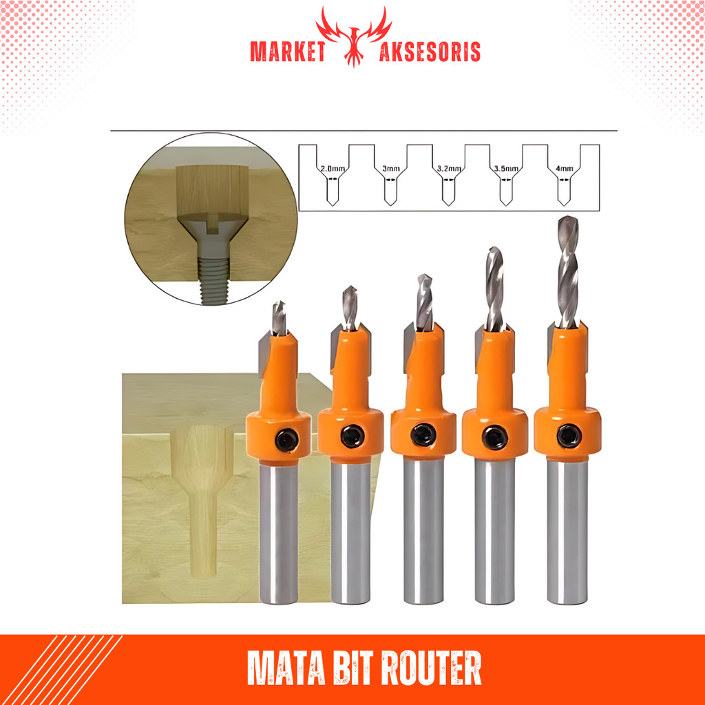 Jual Mata Bit Router Chamfering Cone Bor Kayu Pelubang Drat Baut Drill ...