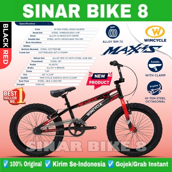 Jual Sepeda BMX WIMCYCLE MAXIS MAXXIS Ukuran 20 Inch Usia 8-12 Tahun ...