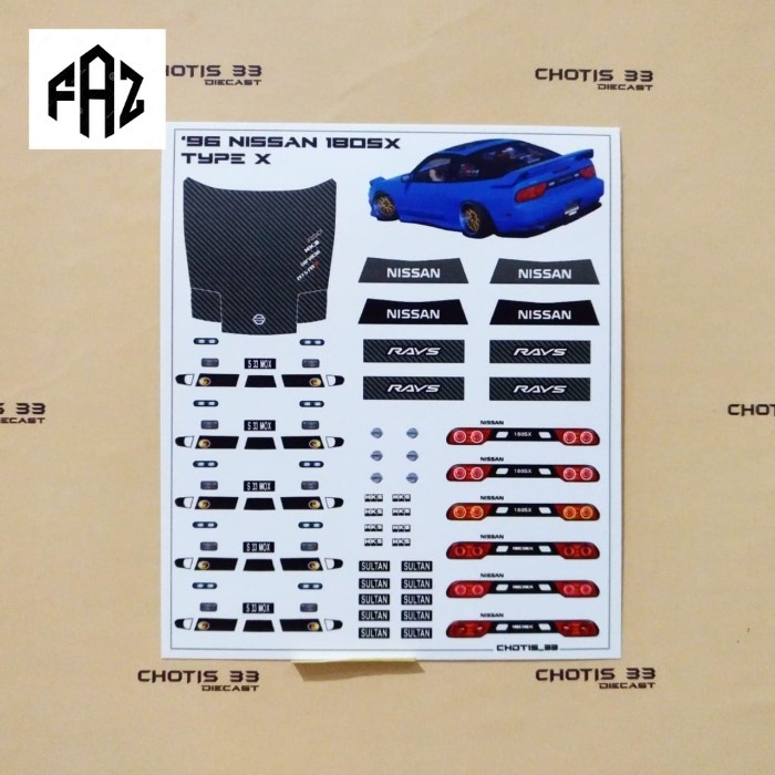 Jual Decal Diecast Hot wheels Nissan 180sx type x | Shopee Indonesia