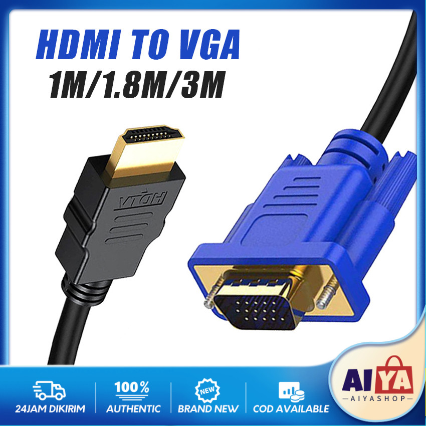 Jual Kabel HDMI ke VGA / Cable Converter Adapter HDMI to VGA High Quality 1/1.8/3 Meter | Shopee ...