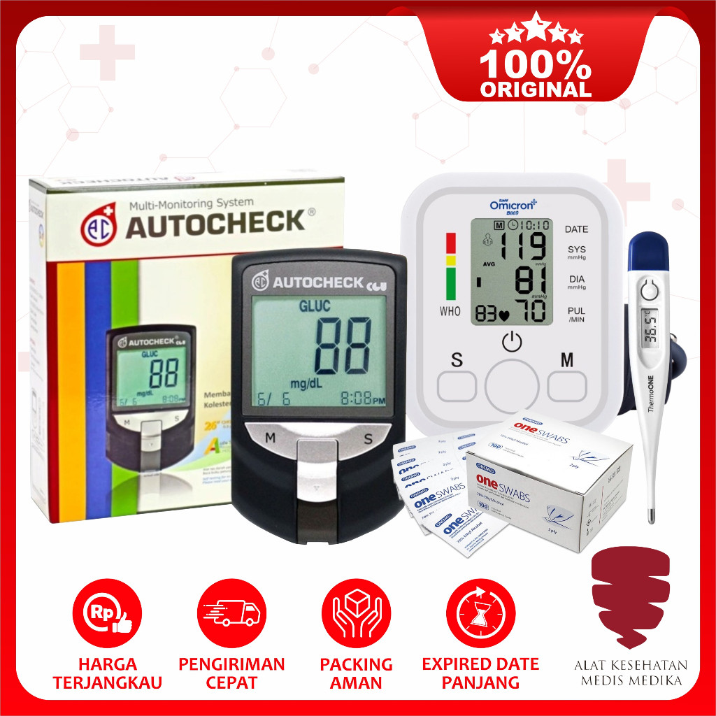 Jual Paket Lengkap Alat Kesehatan 6 in 1 Autocheck Test GCU Alcohol ...