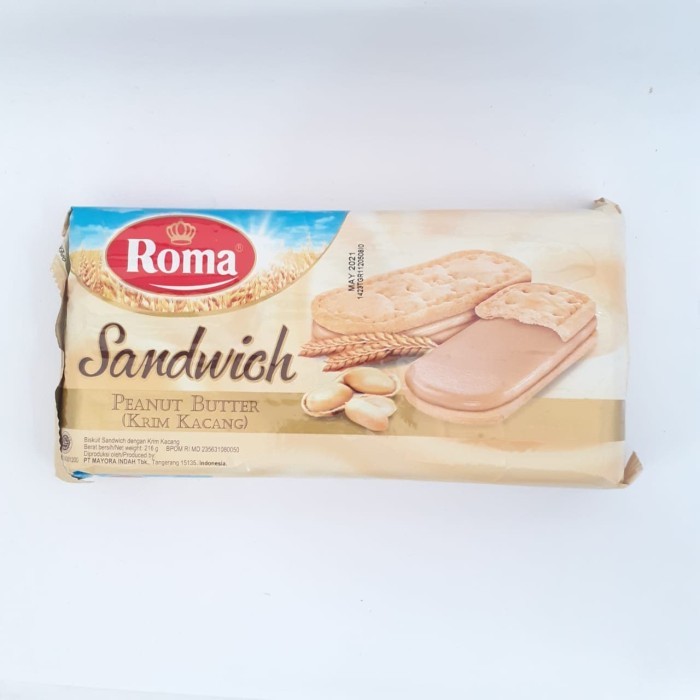 Jual f Biskuit Sandwich Dengan Krim Kacang Roma Sandwich 216 gr ...