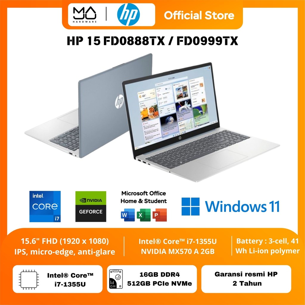 Jual Laptop HP 15 FD0888TX FD0999TX Intel Core i7-1355U 16GB SSD 512GB ...