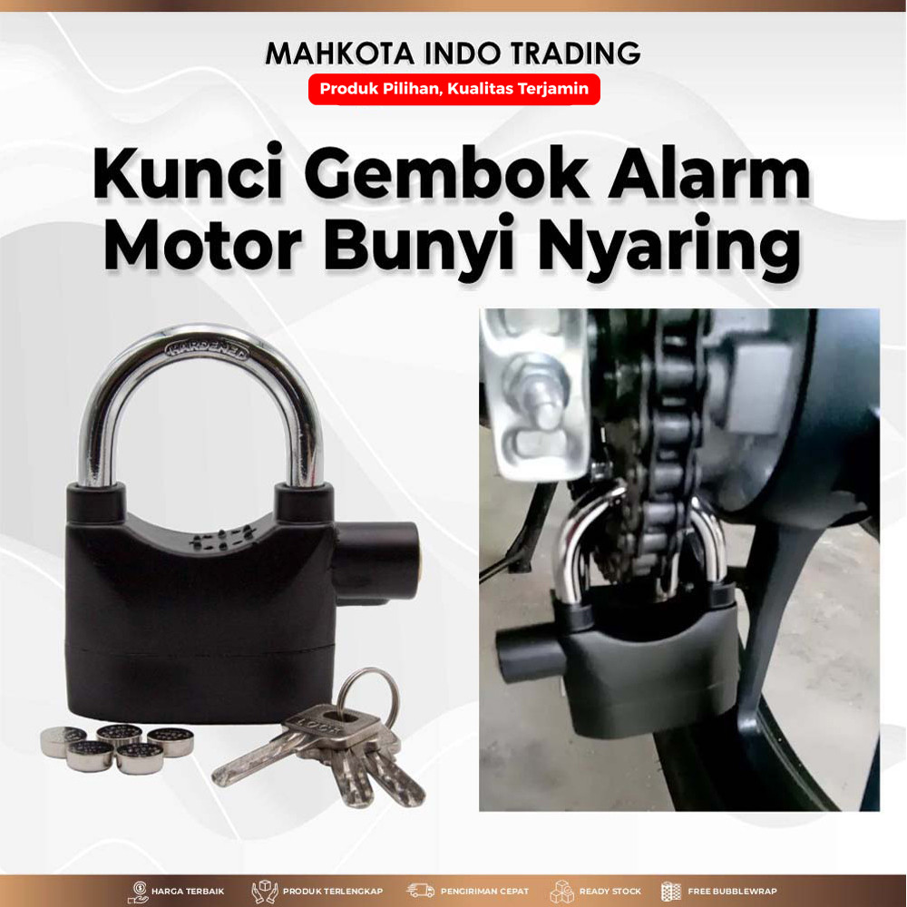 Jual GEMBOK ALARM Motor Sepeda Safety Padlock Pengaman Besi Kuat ...
