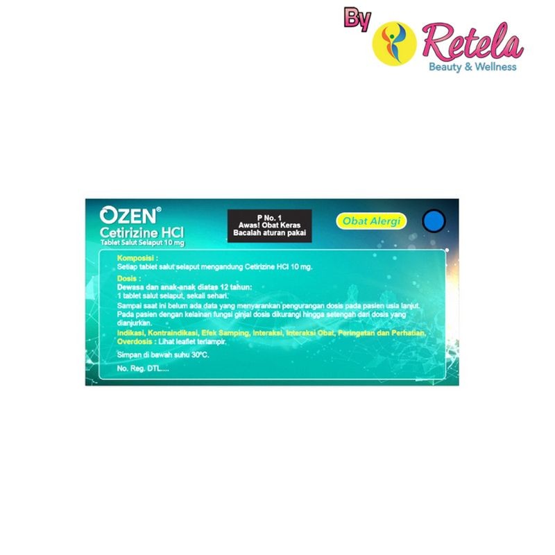 Jual OZEN 10 MG BLISTER 10 TABLET/CETIRIZINE/ANTI HISTAMINE/ANTI ALERGI ...