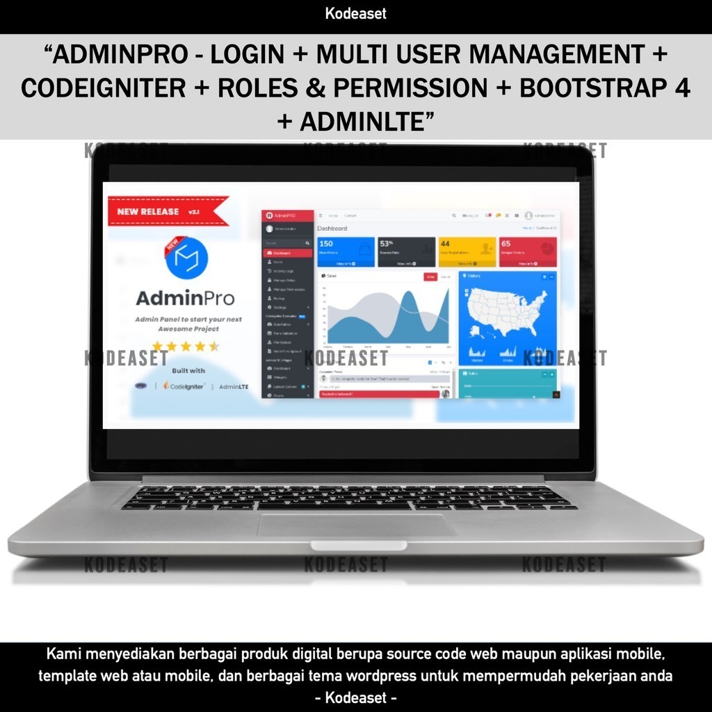 Jual SOURCE CODE APLIKASI WEB ADMINPRO - LOGIN + MULTI USER MANAGEMENT + CODEIGNITER + ROLES ...
