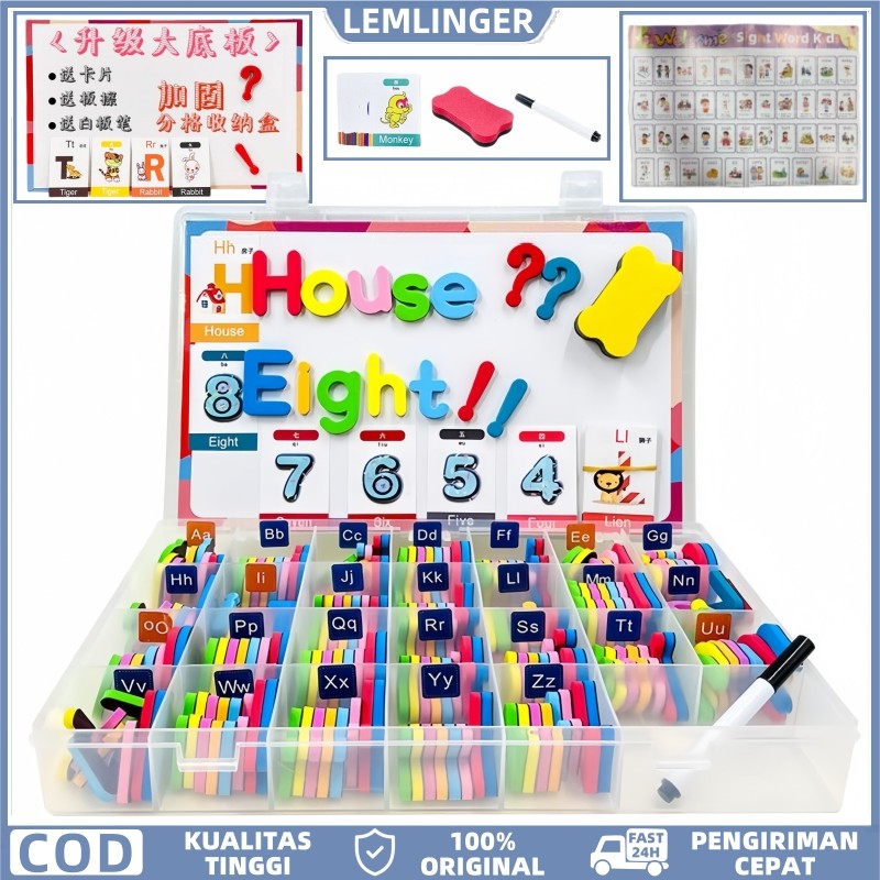 Jual 【LEMLINGER】Terbaru Magnet Letters 256Pcs Terlengkap Huruf & Angka ...