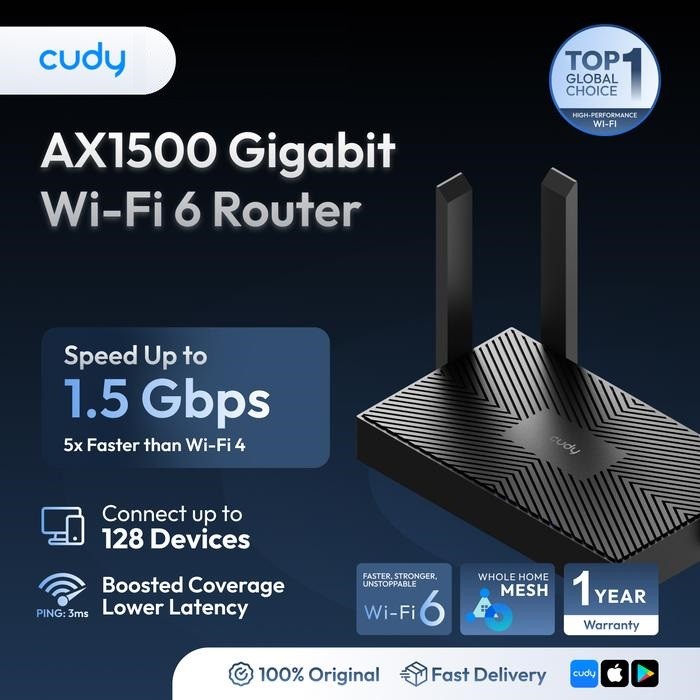 Jual Cudy WR1500 Router Wireless AX1500 WiFi 6 Dual Band 4 Antena V ...