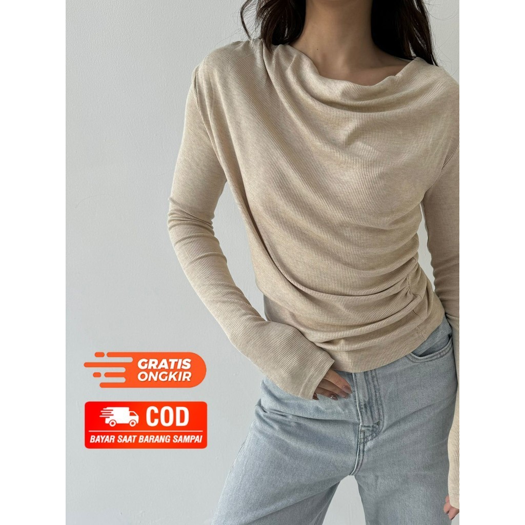 Jual APRIL TOP | Atasan Knit Wanita Basic Long Sleeve Korean Top Baju Knit Wanita Lengan Panjang ...