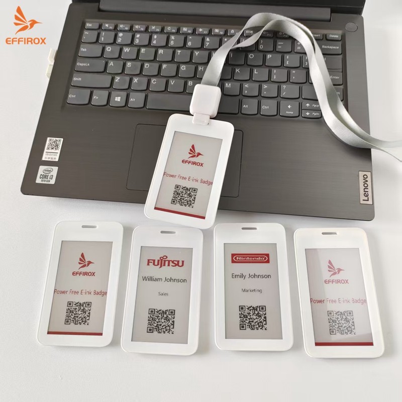 Jual 5 pcs smart badges and 1 card reader combo set, eink ID card e-ink ...