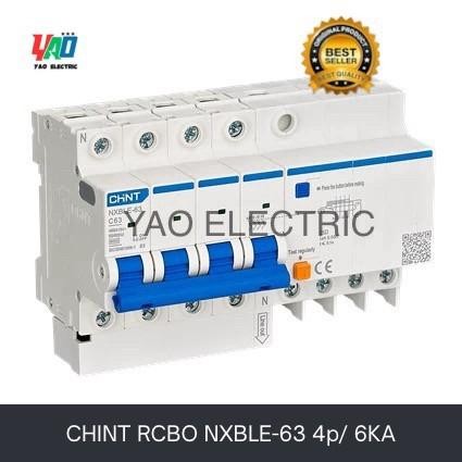 Jual (RCBO) Chint NXBLE-63 4P 6A 10A 16A 20A 25A 32A 40A 50A 63A 6kA/ tersedia 30MA DAN 300MA ...