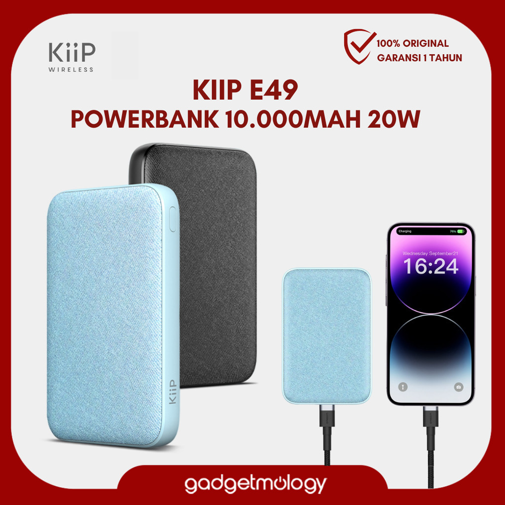Jual KiiP E49 Power Bank Fast Charging 20W 10.000mAh Quick Charge Type C PD Powerbank | Shopee ...