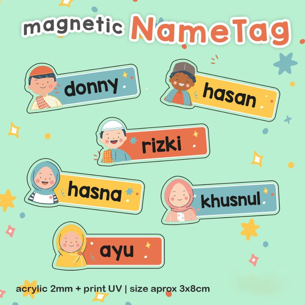Jual Name Tag Anak Lucu Muslimah / Pin hijab custom nama/ nametag nama ...