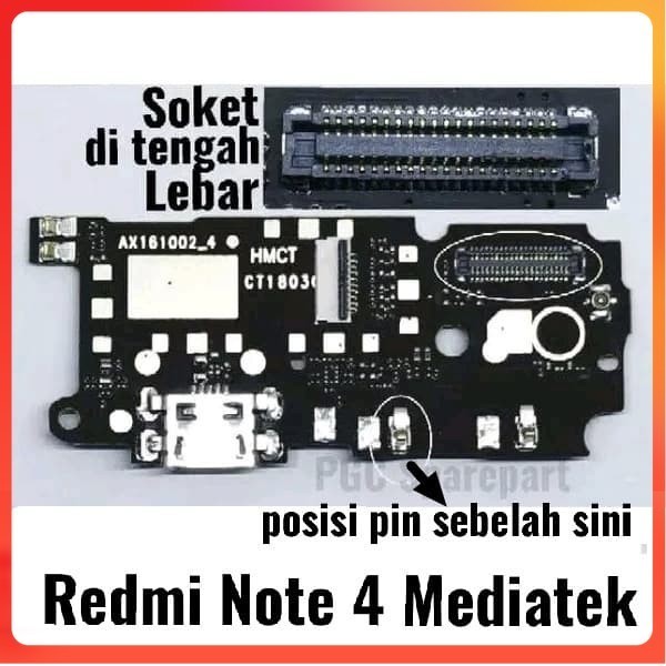 Jual Papan Konektor PCB Connector Charger Cas Xiaomi Redmi Note 4 Mediatek | Shopee Indonesia