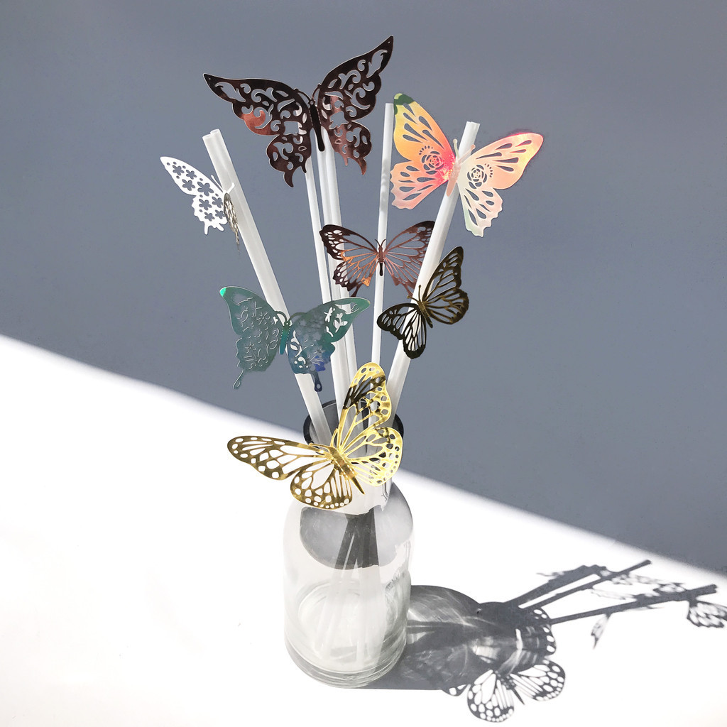 Jual 12Pcs Butterfly Cake Topper Kue Kupu-Kupu Silver Hologram Hiasan ...
