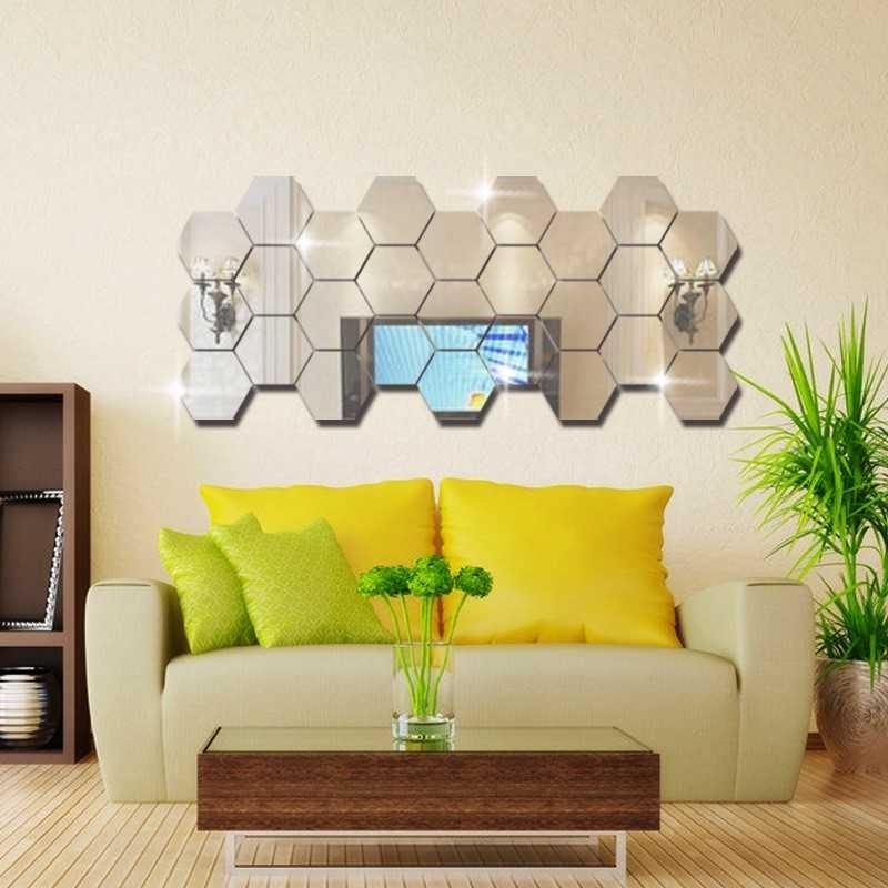 Jual 7 PCS Stiker Cermin Tempel Dekorasi Dinding Hexagon Mirror Acrylic ...