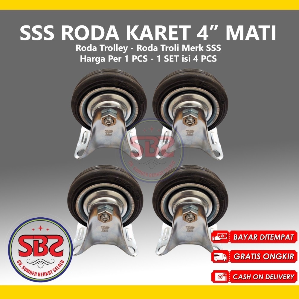 Jual SSS Roda Kastor 4" 4 inch Mati - Karet / Roda 4"/ Roda Trolley ...