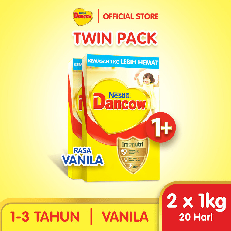 Jual Nestle Dancow 1+ dengan Susu Pertumbuhan Rasa Vanila 1-3 Tahun Box 1 kg x2 | Shopee Indonesia