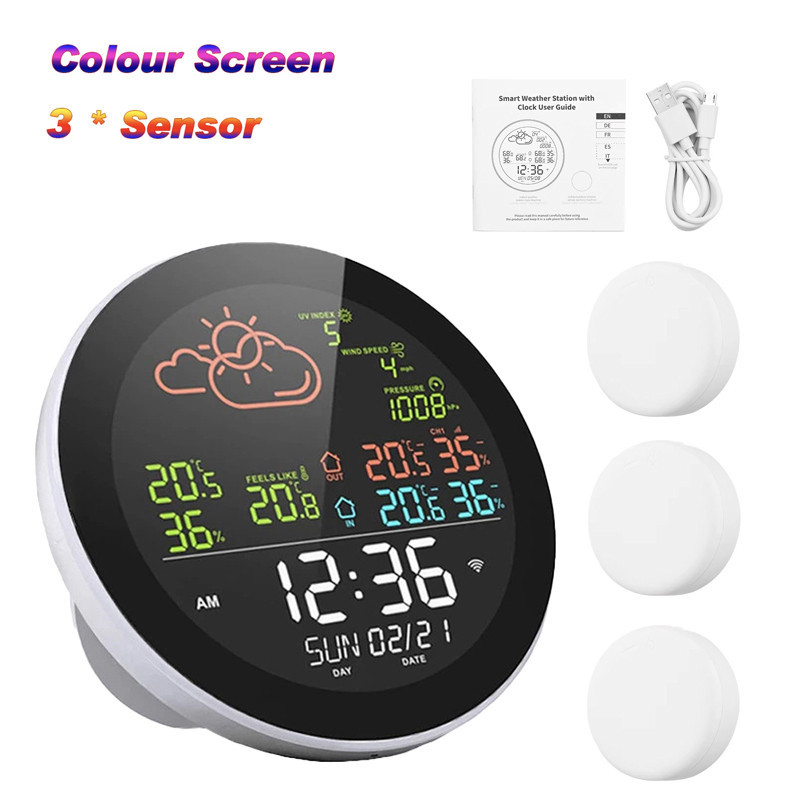 Jual Wifi Smart Weather Station Multifunctional Electronic Alarm Clock ...