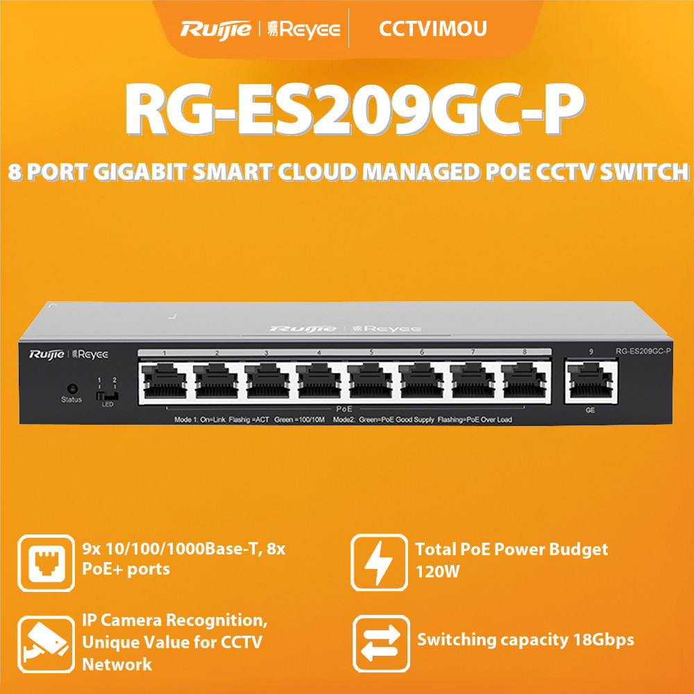 Jual RUIJIE REYEE RG-ES209GC-P 8 PORT GIGABIT SMART CLOUD MANAGED 120W ...