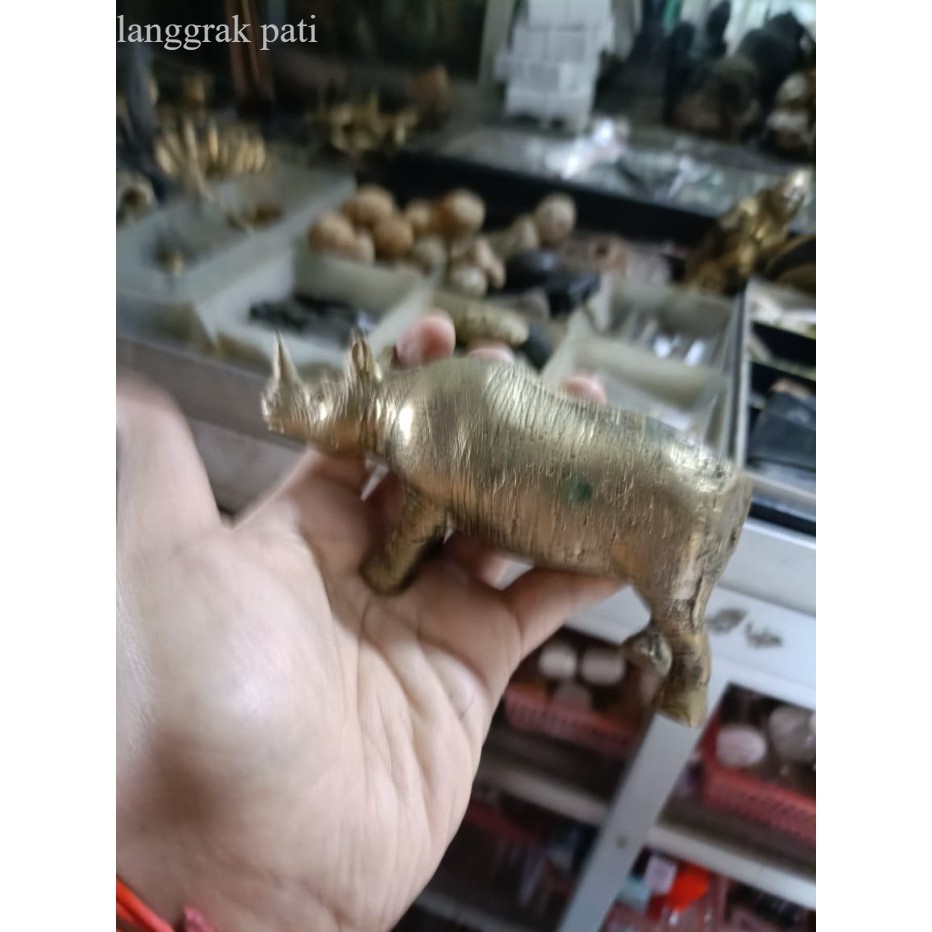 Jual patung badak emas full kuningan sepuh majapahit milik raden wijaya ...