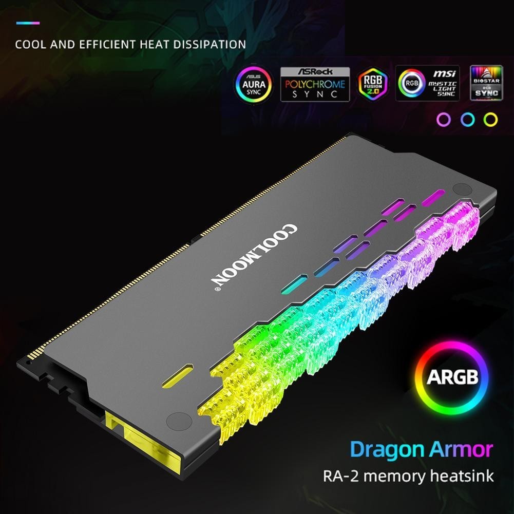 Jual COOLMOON RA-2 RAM PC Memory Bank Heat Sink Cooler Aura 5v ARGB 3PIN/4PIN Colorful Heat ...