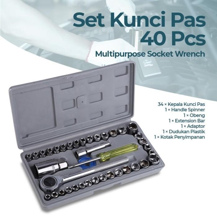 Jual Kunci Pas Combination Socket Wrench Set 1/4 Ratchet 40 PCS | Shopee Indonesia