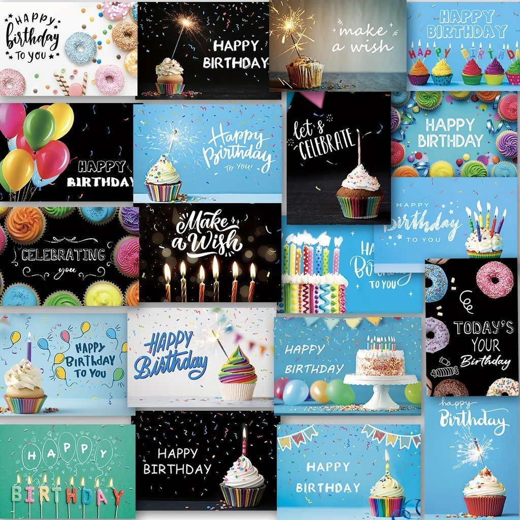 Jual 20 Happy Birthday Greeting Cards with Envelopes Combination Set ...