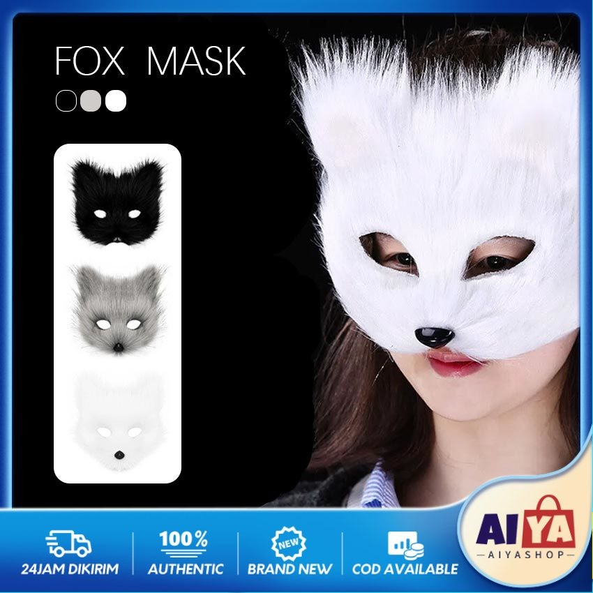 Jual Topeng Bulu Kitsune Fox Jepang Mask Topeng Rubah Berbulu Topeng ...