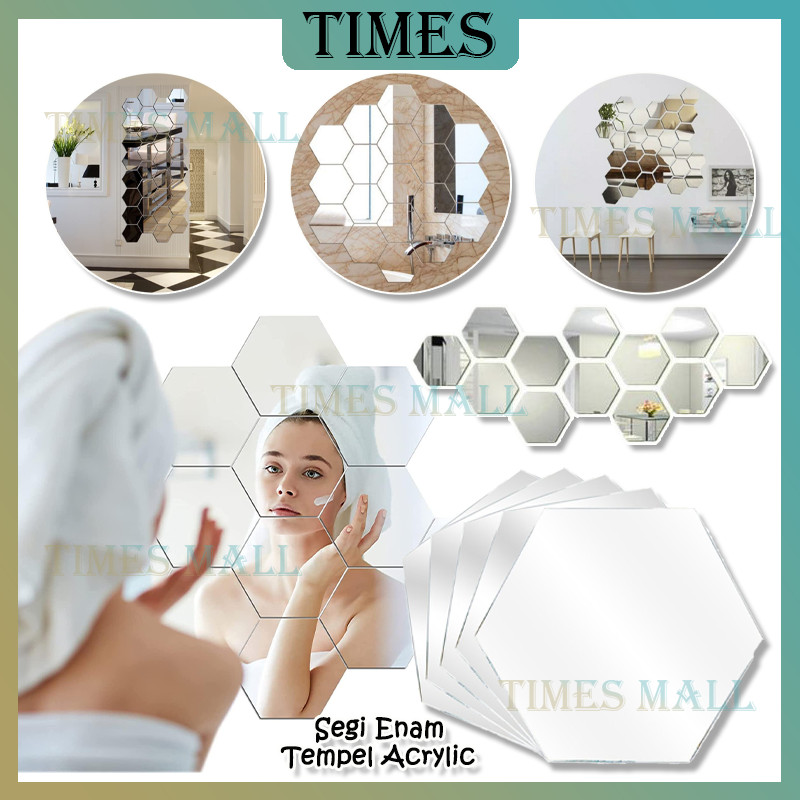 Jual Sticker Kaca Hexagonal Mirror Wall Decoration / Stiker Cermin ...