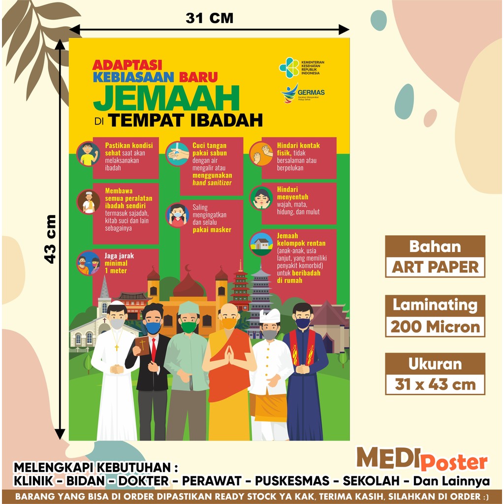 Jual Poster Adaptasi Kebiasaan Baru Jemaah di Tempat Ibadah | Shopee ...