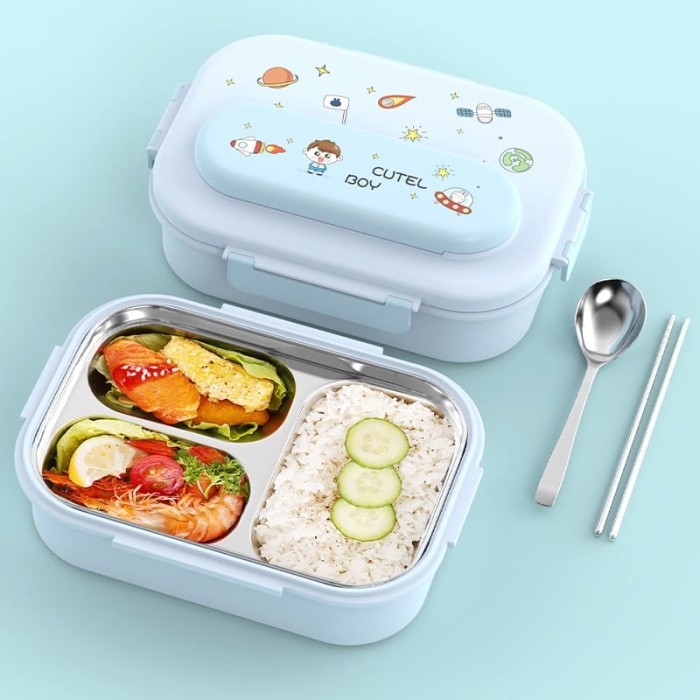 Jual Panda Home Kotak Bekal Anak 3 Sekat / Lunch Box Kids Stainless ...