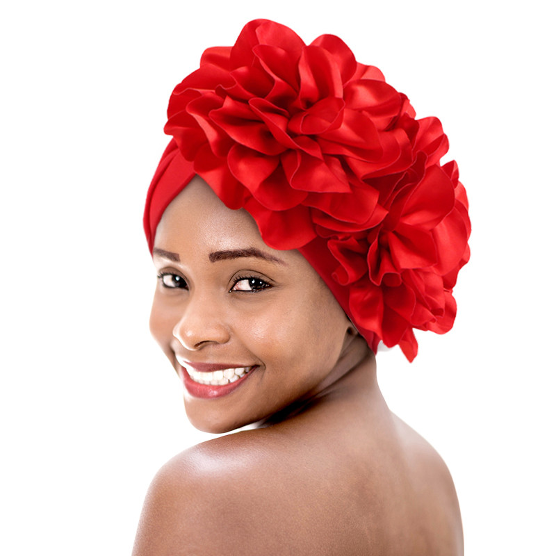 Jual New Woman Muslim Hijab Caps With Big Flower Turban Bonnet Islamic ...