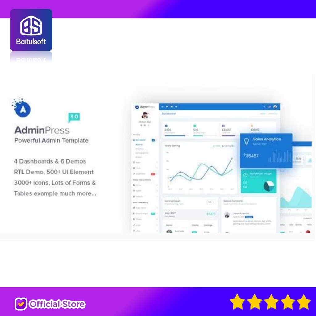 Jual ADMIN PRESS - ULTIMATE & POWERFUL BOOTSTRAP 4 DASHBOARD TEMPLATE | Shopee Indonesia