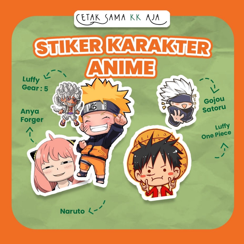 Jual [FREE CUTING] STIKER ANIME STICKER NARUTO JUJUTSU KAISEN ONE PIECE ...
