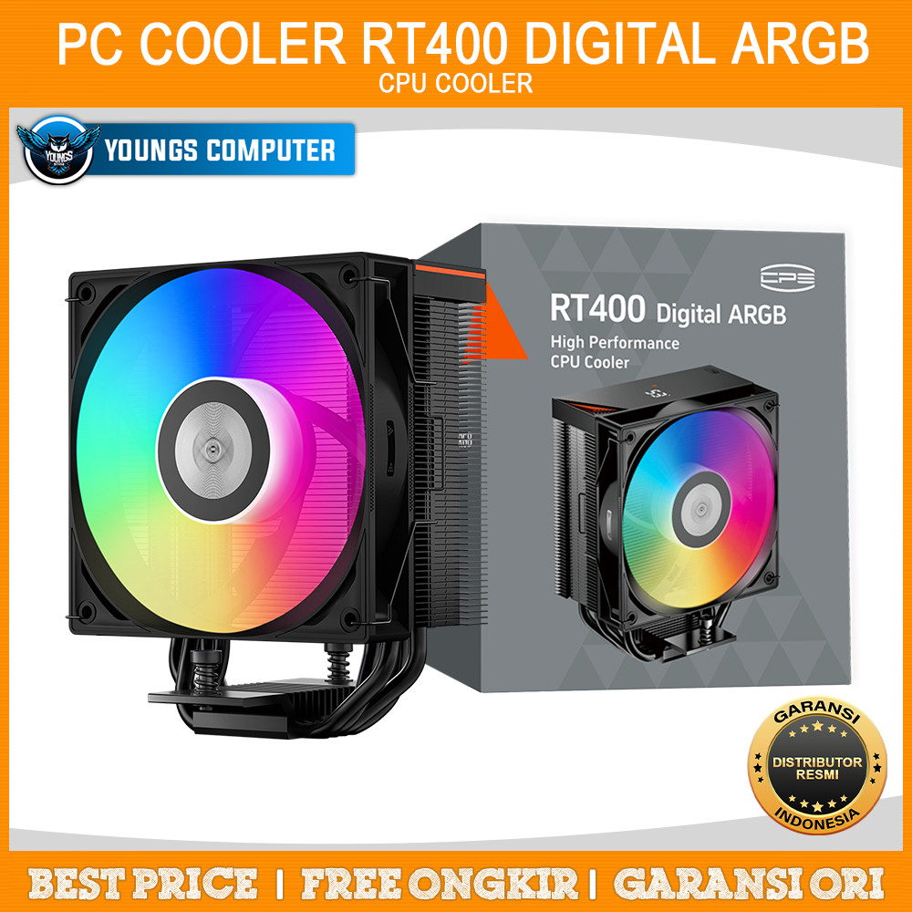 Jual CPU COOLER PC COOLER RT400 DIGITAL ARGB Black Heatsink Fan CPU ...