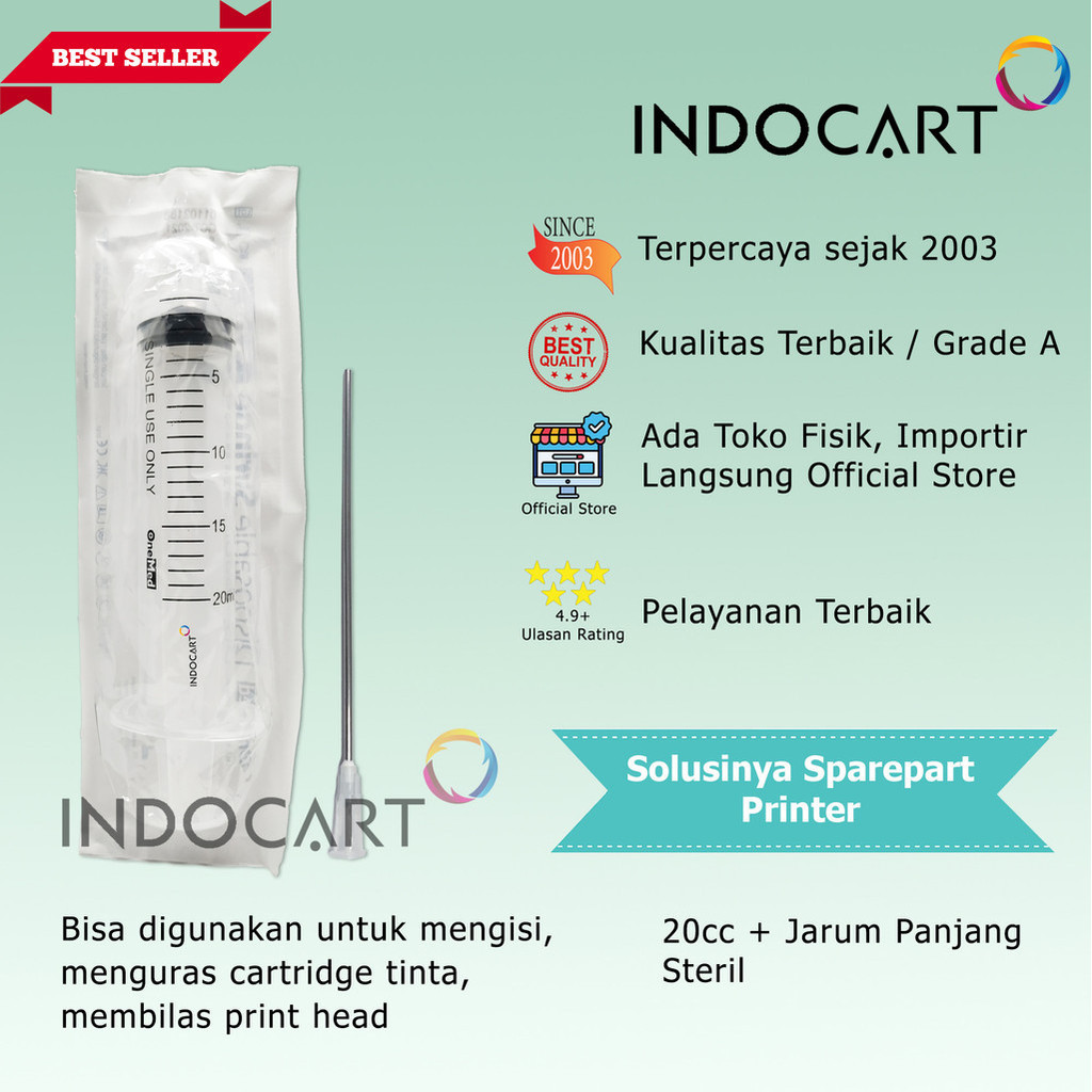 Jual Syringe Spuid Spuit-Jarum Suntik-Suntikan Tinta-20cc Plus Jarum 10cm | Shopee Indonesia