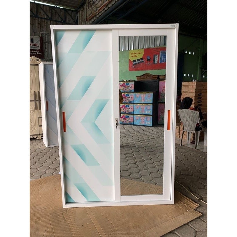 Jual Lemari besi sliding 2 pintu Jumbo / Lemari besi importa / Lemari pakaian sliding Minimalis ...