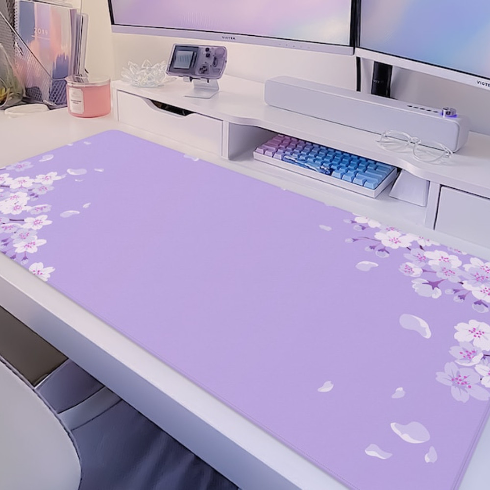 Jual Purple Blossom Deskmat Cute, Mouse Pad Lilac Lavender Cherry ...