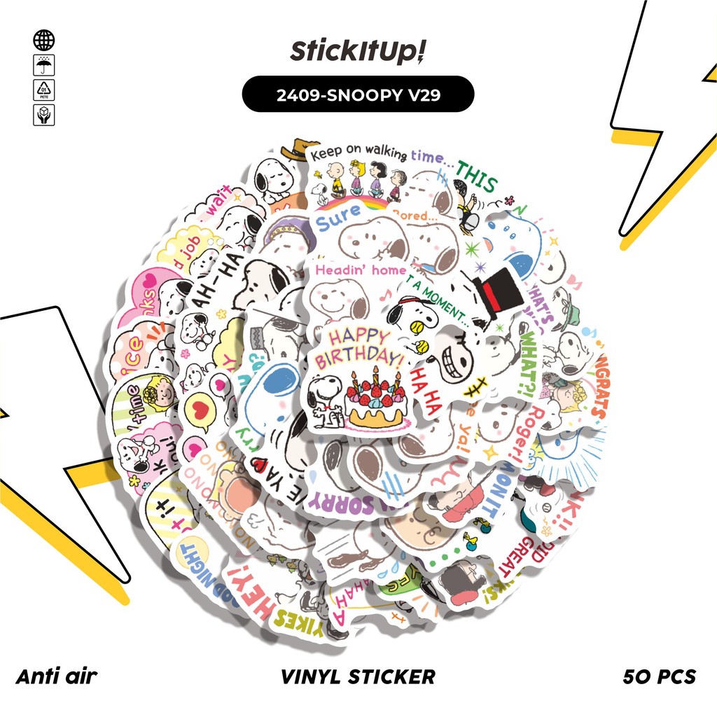Jual COD 50 Pcs Stiker Pack SNOOPY V29 Lucu Aesthetic Vynil Waterproof untuk Freebies Sticker ...