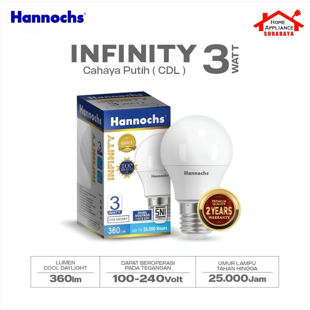 Jual HANNOCHS Lampu Bohlam LED INFINITY 3 5 8 10 12 15 Watt / 3W 5W 8W ...
