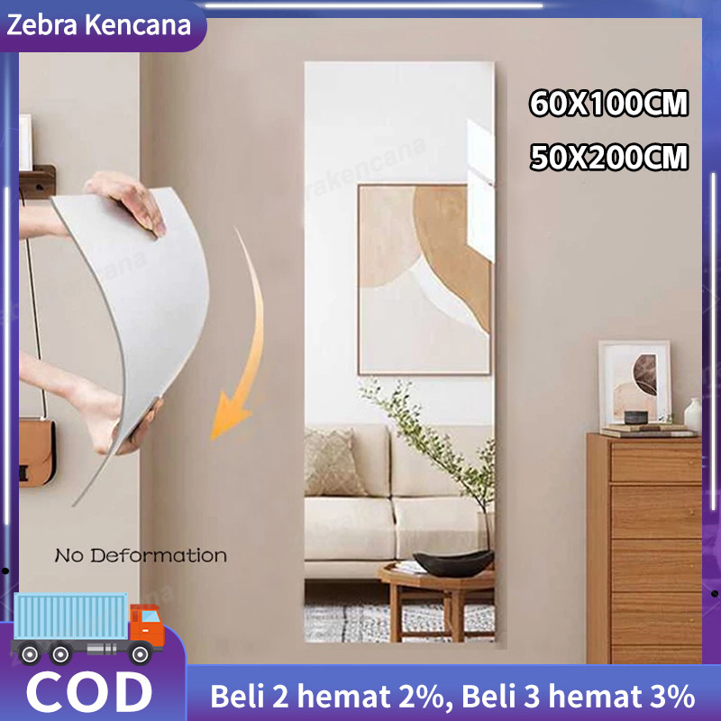 Jual 【COD】 60*100CM 50X200CM Mirror Stiker Dinding /Sticker Tempel ...