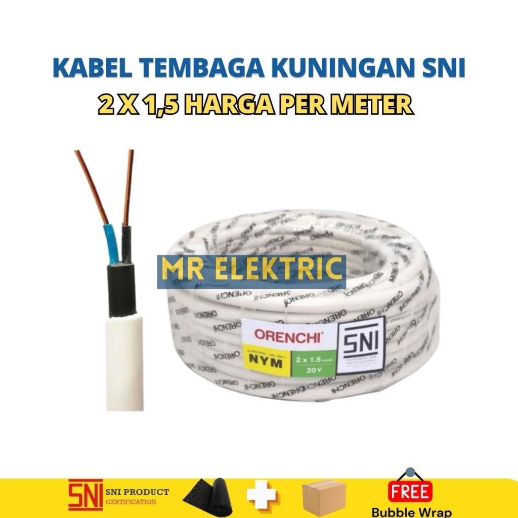 Jual Kabel Listrik Kawat 2 x 1,5mm dan 2x0,75mm NYM Harga Per Meter Orenchi Kuningan SNI ...