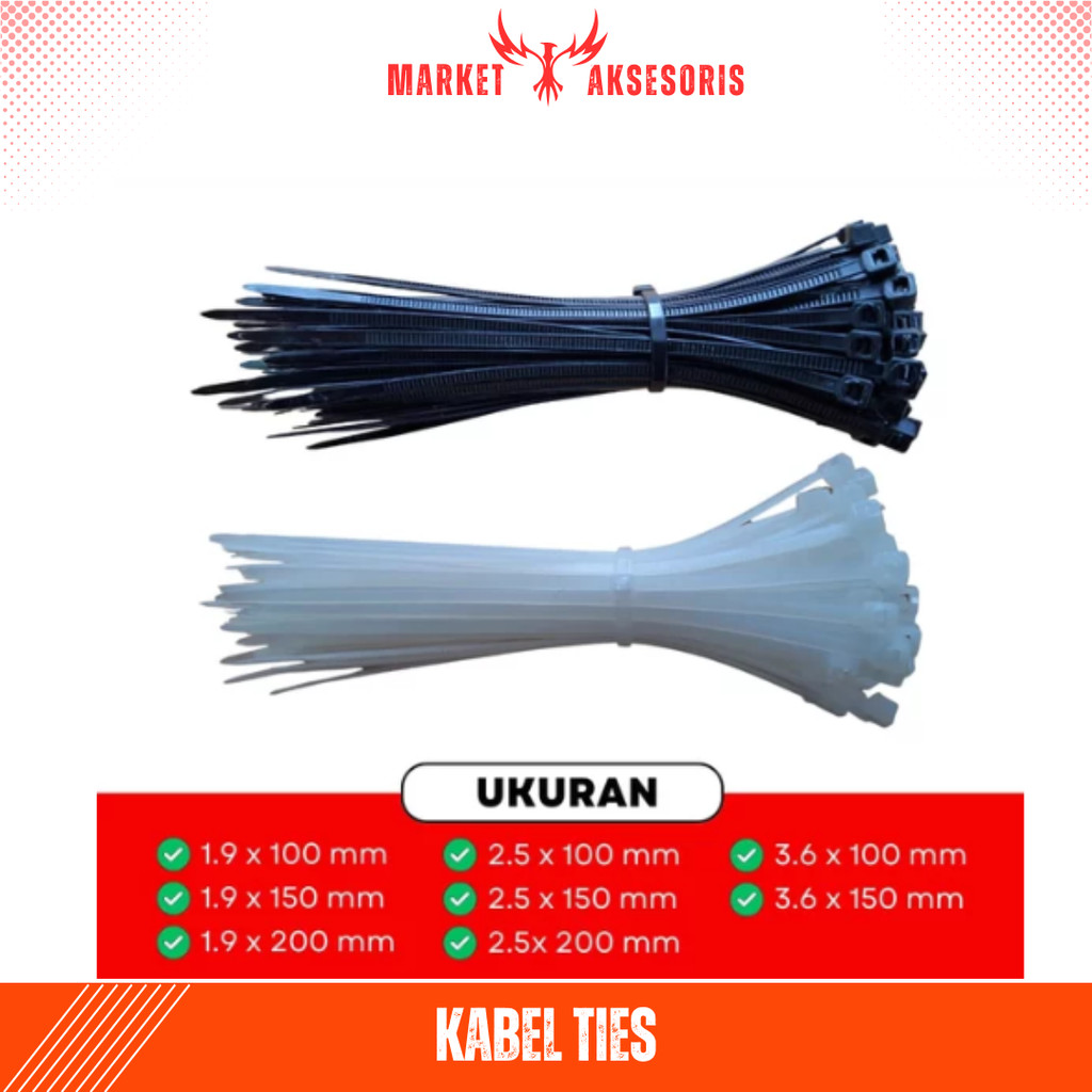 Jual Tali Pengikat Kabel Cable Ties SET 100 PCS Nylon Tali Ikat Selang ...