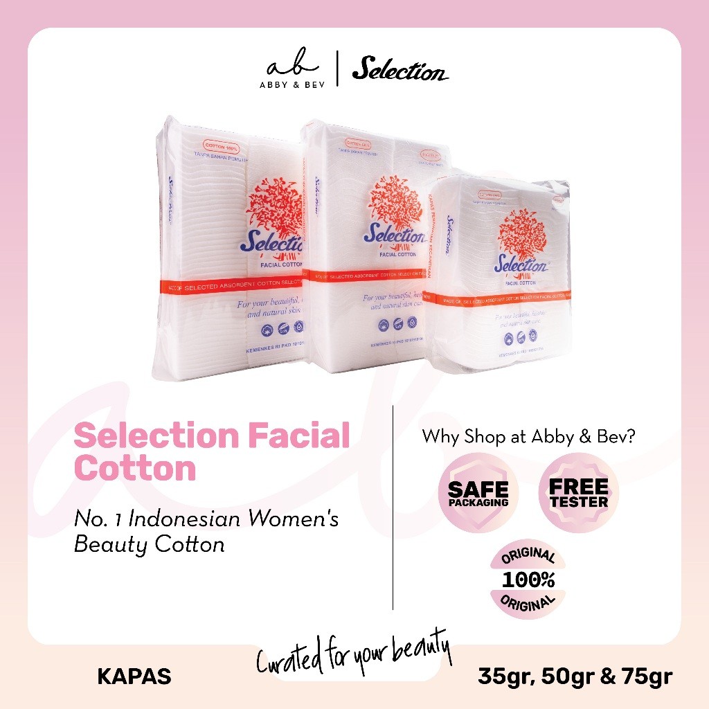 Jual AB - Selection Facial Cotton [35gr,50gr&75gr]/ Kapas Wajah Kapas ...