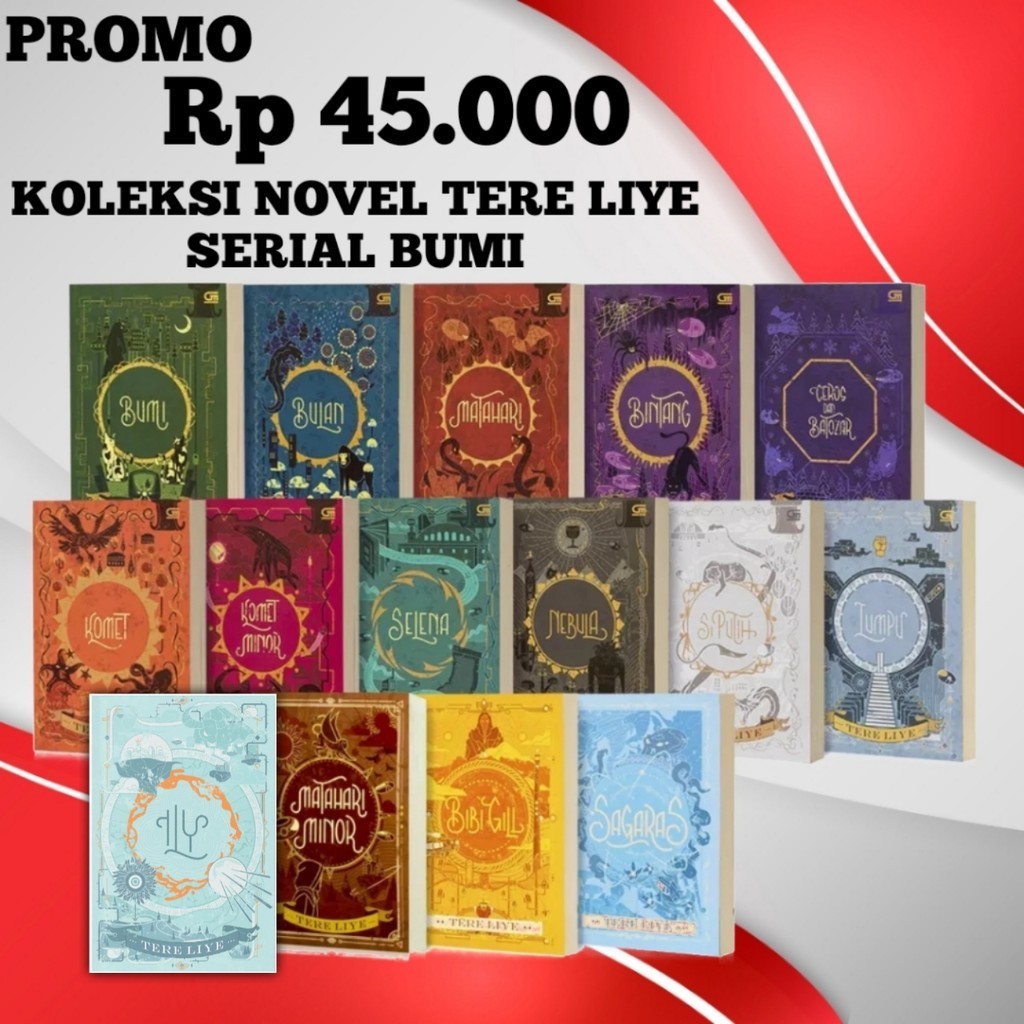 Jual Buku Novel Tere Liye Series Paket Serial Bumi ILY Aldebaran Bulan Matahari Bintang Ceros ...