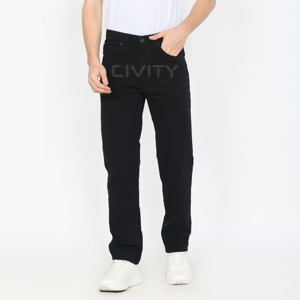 Jual CIVITY - Celana Jeans Panjang Pria Reguler Black | Shopee Indonesia