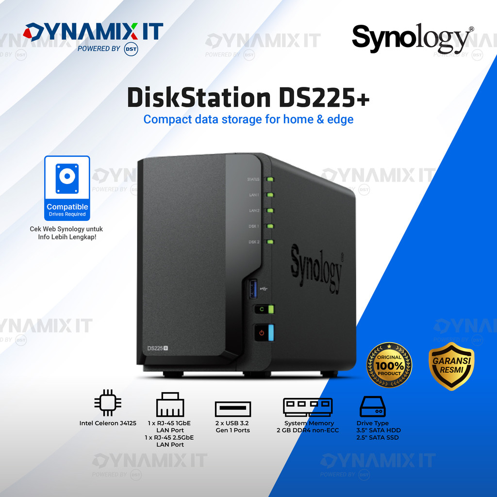 Jual Synology NAS DiskStation DS225+ 2-Bay NAS Server Storage | Shopee ...
