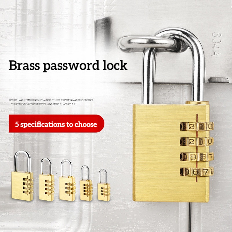 Jual New Padlock Solid Brass Lock Digit Combination Password Secret ...
